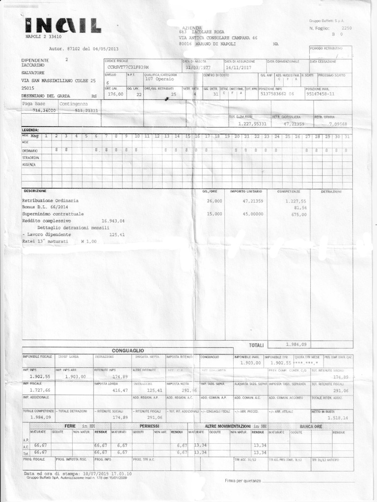 Busta Paga 2021 | PDF