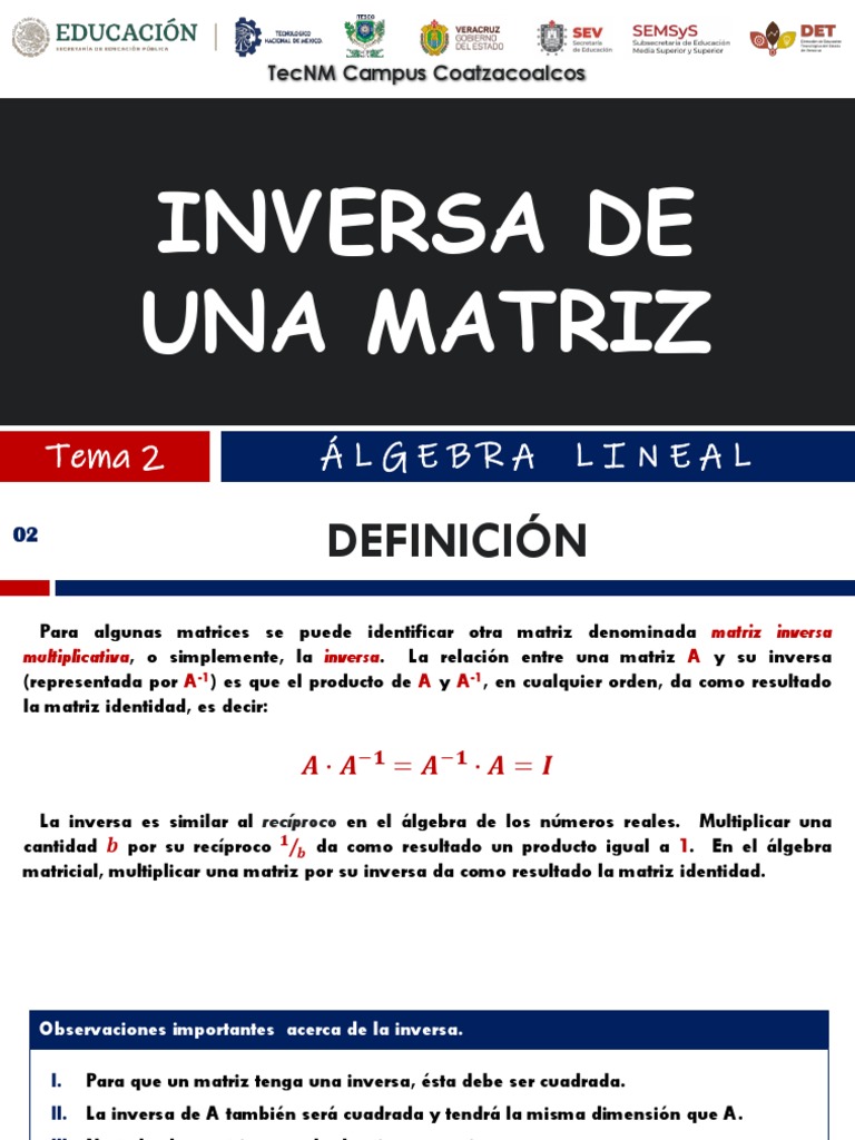 Inversa de Matrices y Matriz Identidad | PDF | Matriz (Matemáticas ...