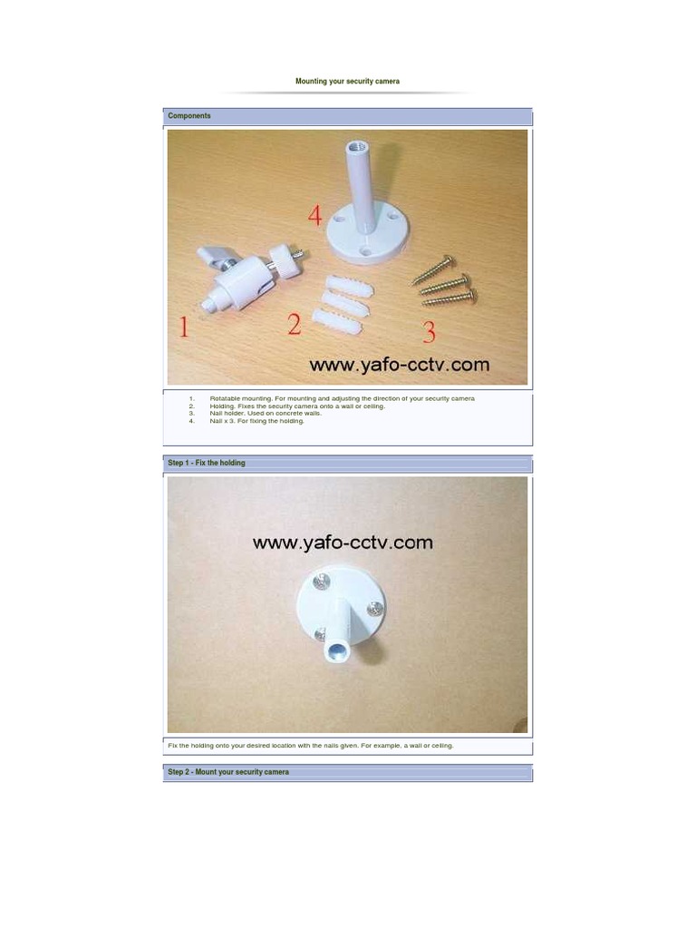 Mounting Your Security Camera | PDF | Electrical Connector | Transmitter