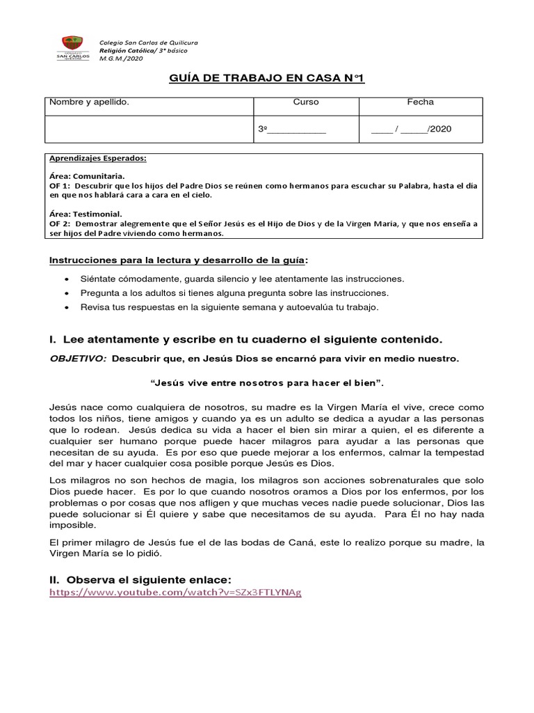 RC3 Semana 3 Actividad Los Milagros de Jesús | PDF | María, madre de Jesús | Jesús