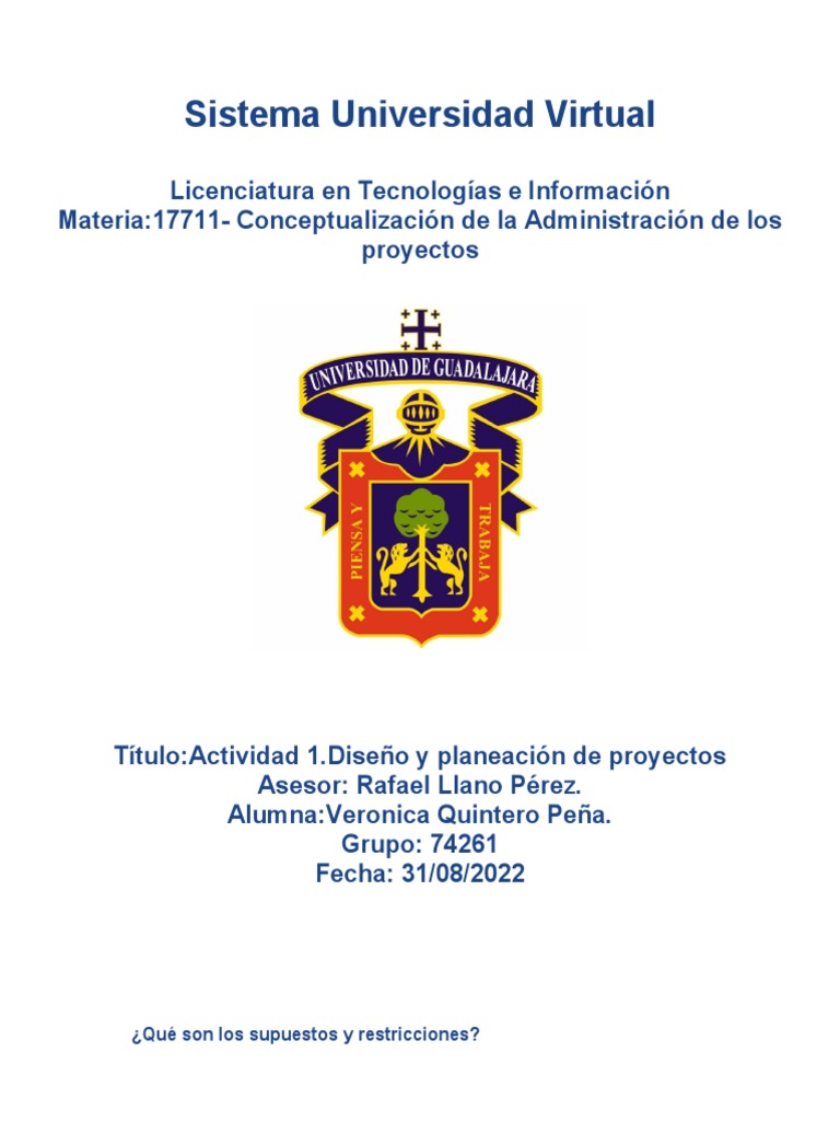 Actividad 1.diseño y Planeación de Un Proyecto CAP | PDF