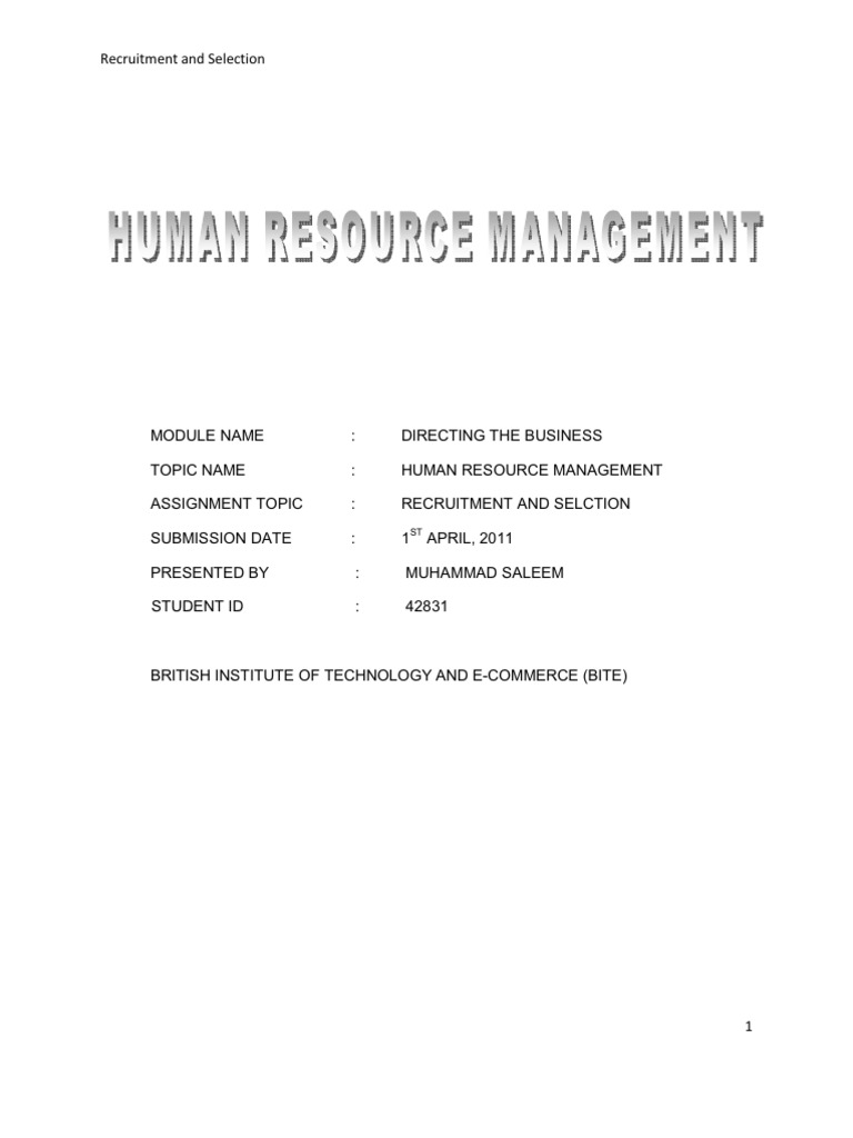 Recruitment and Selection | PDF | Human Resource Management | Strategic ...