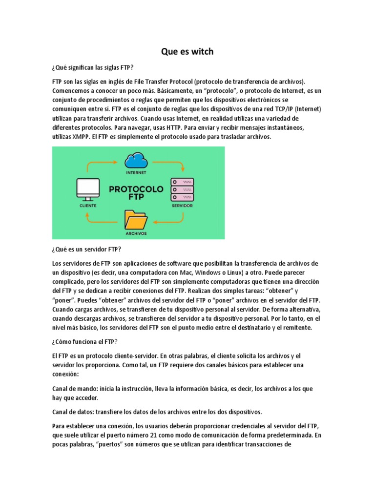 Que Es FTP | PDF | Protocolo de transferencia de archivos | Servidor ...