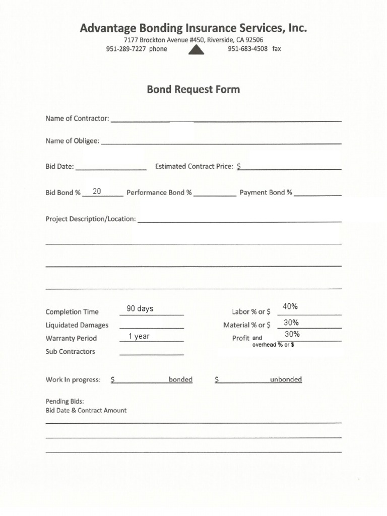 Bond Request Form | PDF