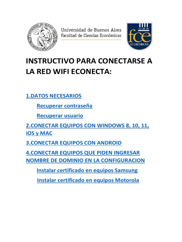 Instructivo WIFIeconomicas | PDF | Contraseña | Wifi