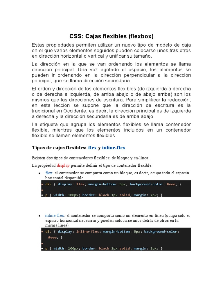 CSS Cajas Flexibles (Flexbox) | PDF