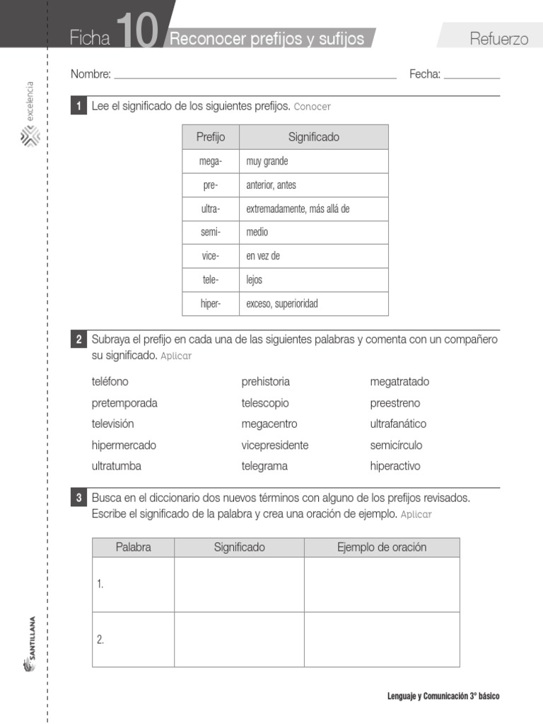 Ficha Prefijos y Sufijos | PDF
