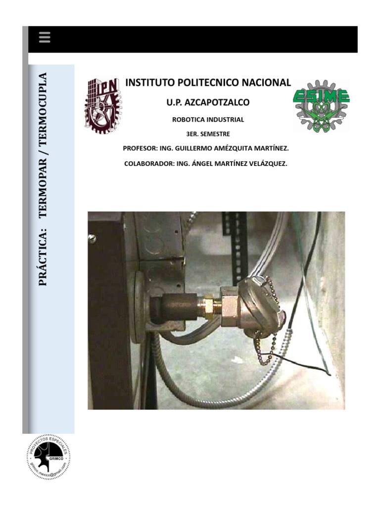 Practica 02 Termopar 012113 | PDF | Par termoeléctrico | Cobre