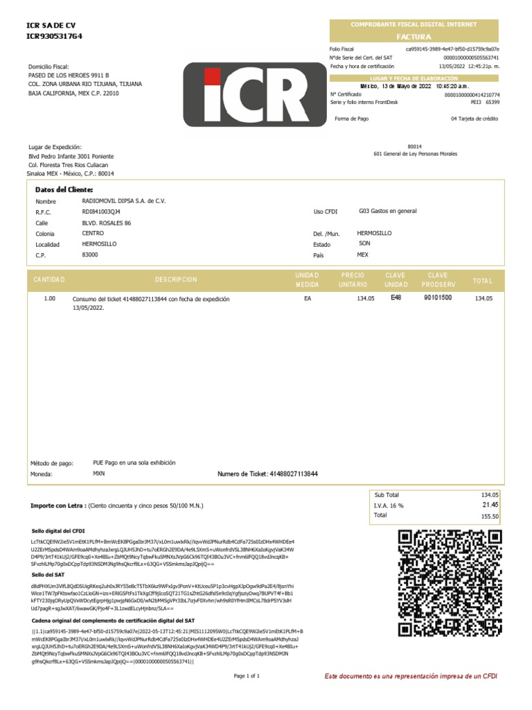 Icrsadecv ICR9305317G4: Datos Del Cliente | PDF | Dinero | Servicios ...