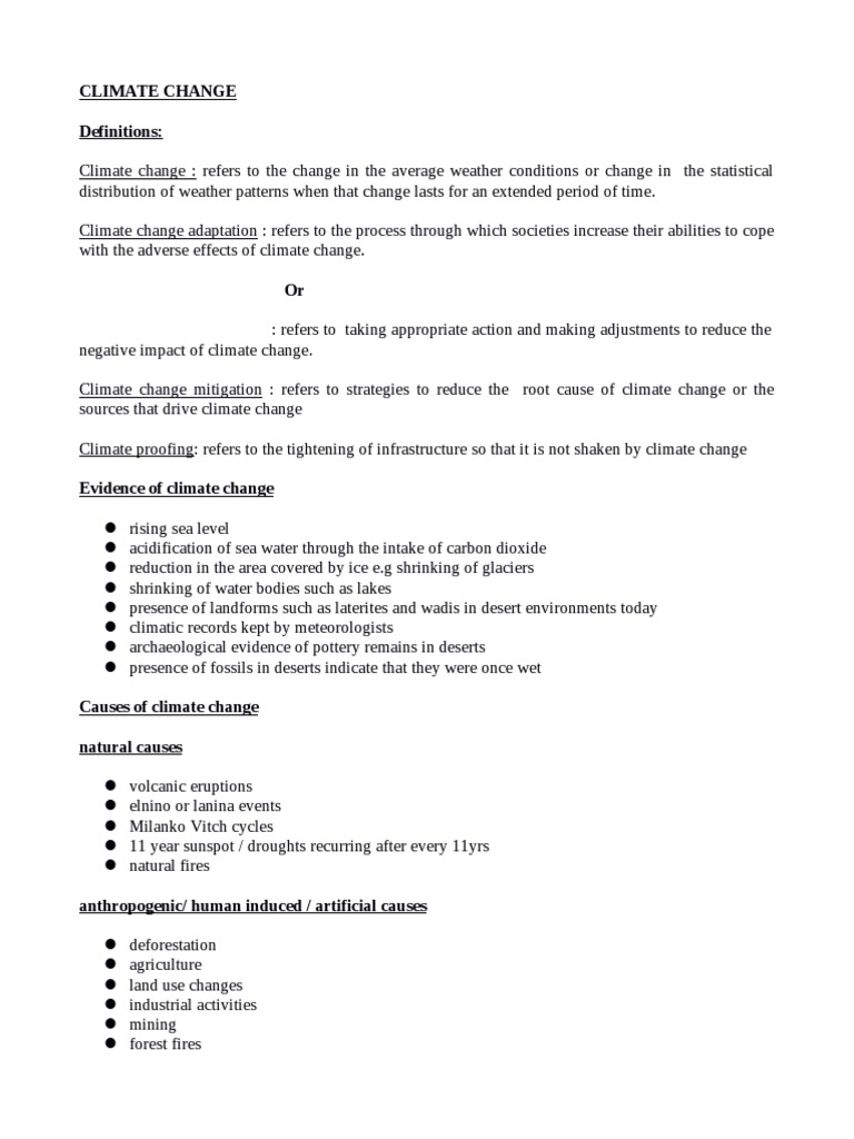 Climate Change Notes | PDF | Climate Change | Agriculture