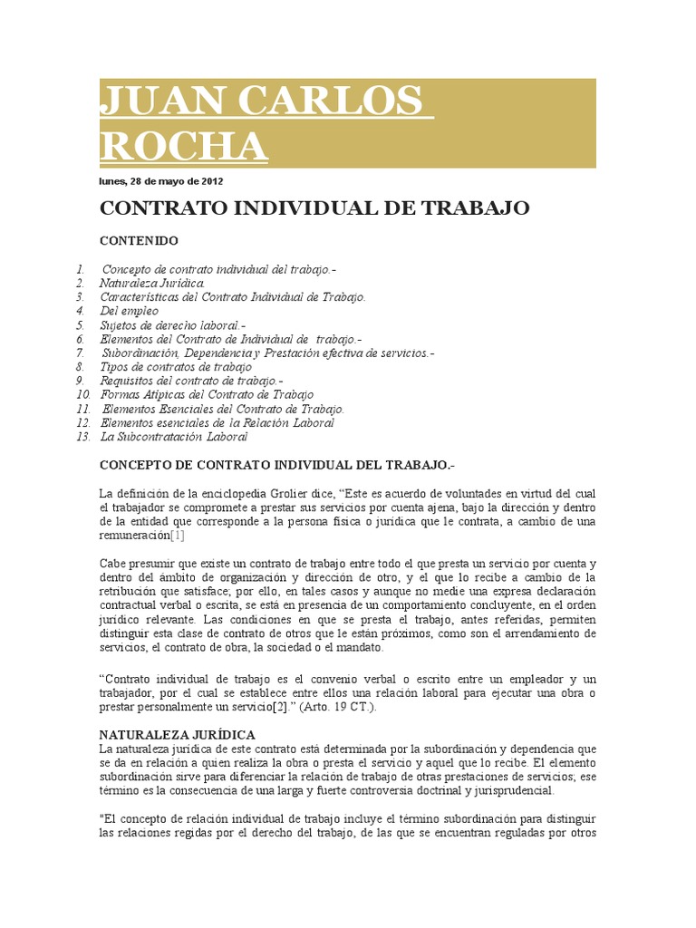 Modelo de Contratos de Trabajo en Nicaragua | PDF | Derecho laboral ...
