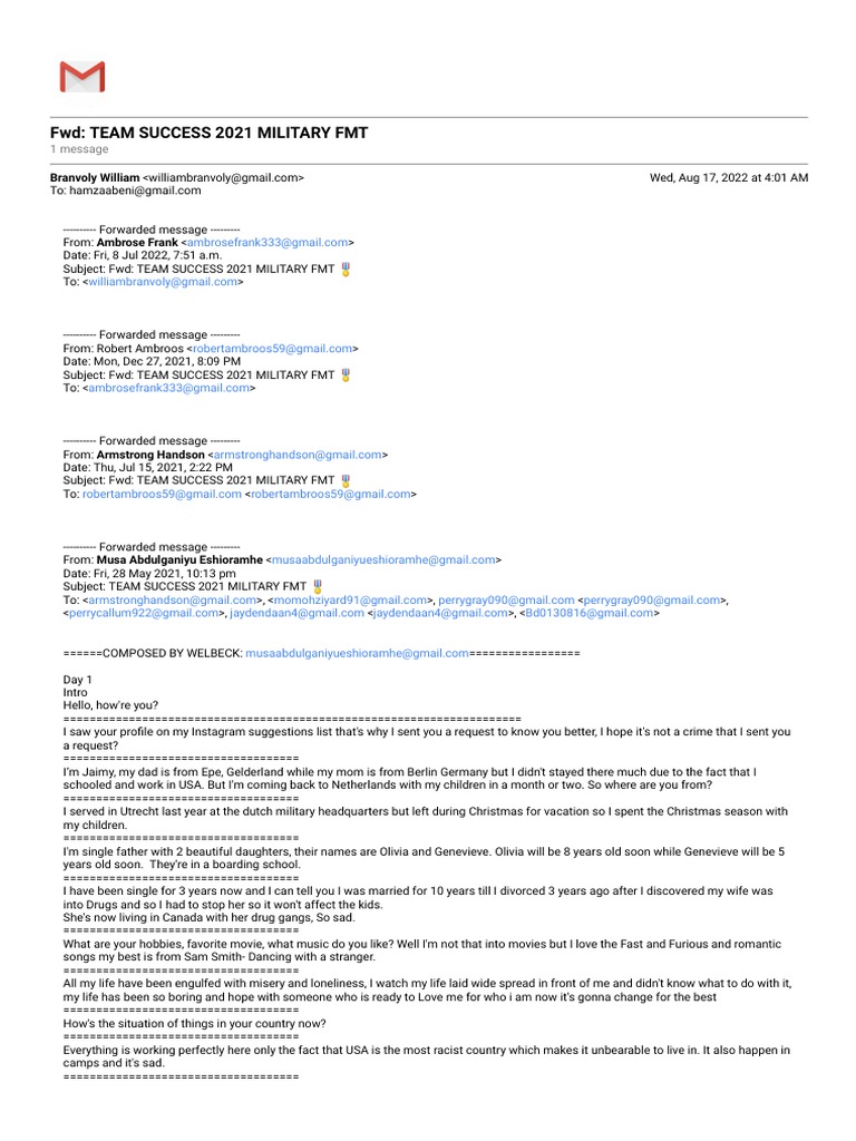 Gmail - Fwd_ TEAM SUCCESS 2021 MILITARY FMT ?️ | PDF | Love