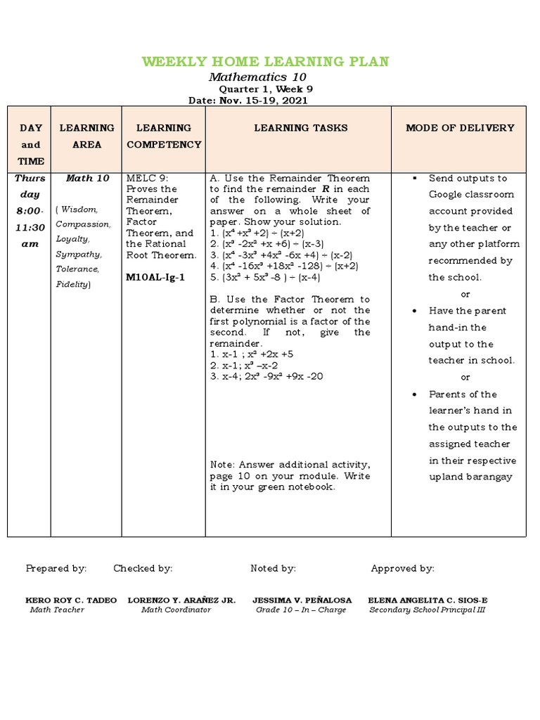 Math WHLP q2 Reg | PDF | Mathematics | Teachers