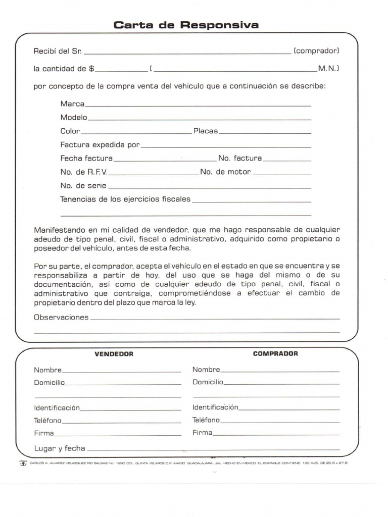 Carta de Responsiva | PDF