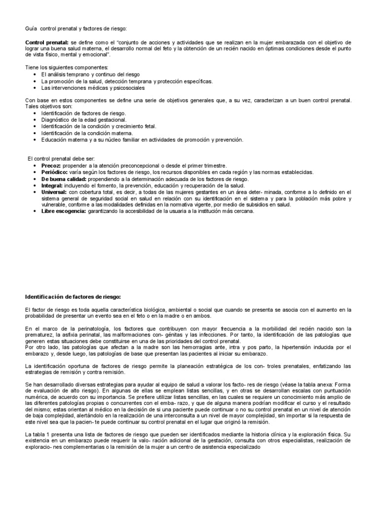 Guia de Control Prenatal y Factores de Riesgo | PDF | El embarazo | Parto