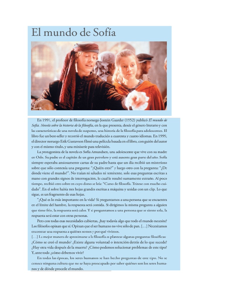 Fragmento El Mundo de Sofía | PDF
