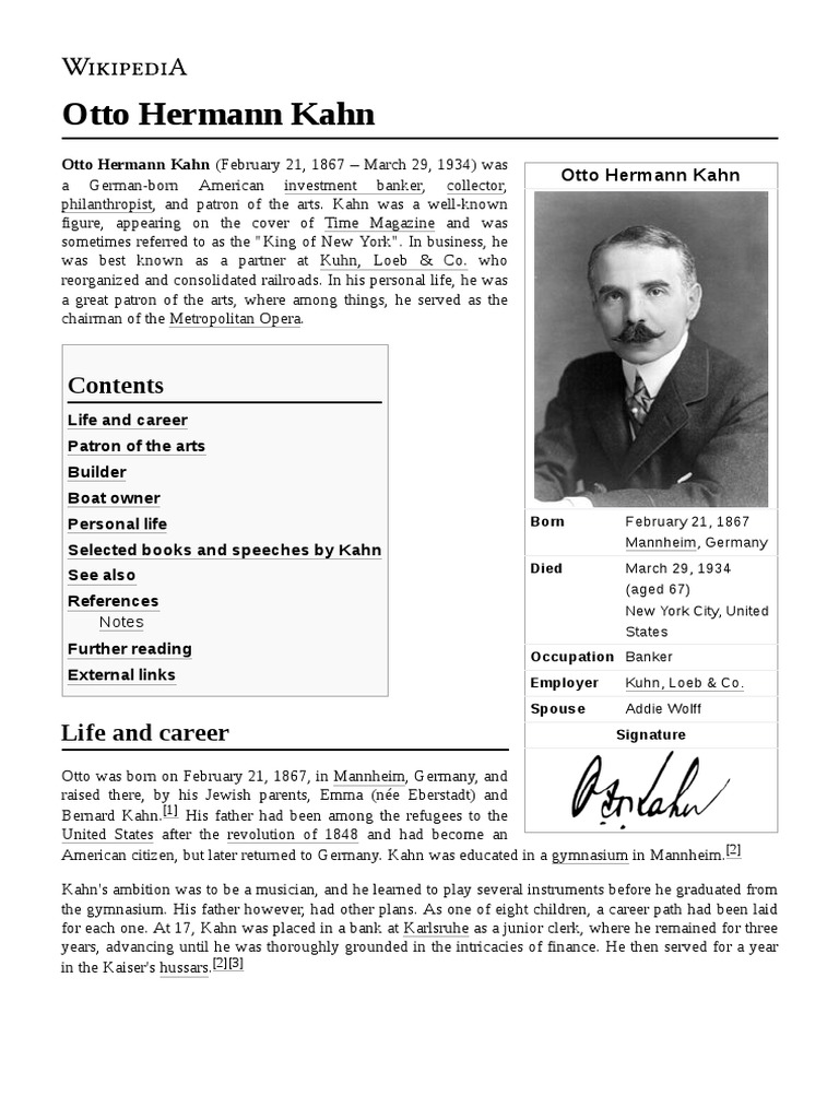 Otto Hermann Kahn | PDF