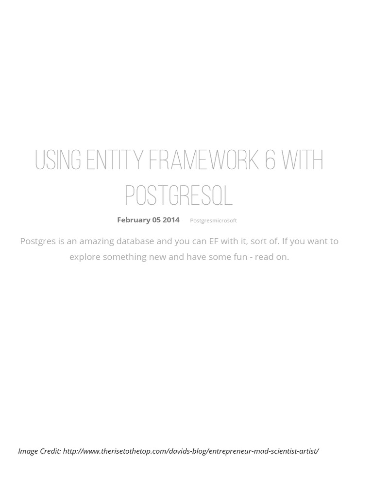 Rob Conery Using Entity Framework 6 With Postgresql Pdf Postgre Sql Microsoft Sql Server
