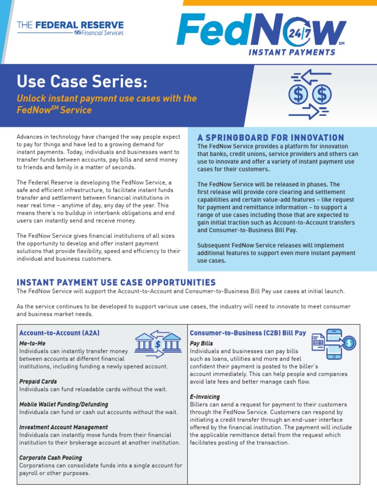 Unlock Instant Payment Use Cases With The Fednow Service | PDF | Payments | Banks