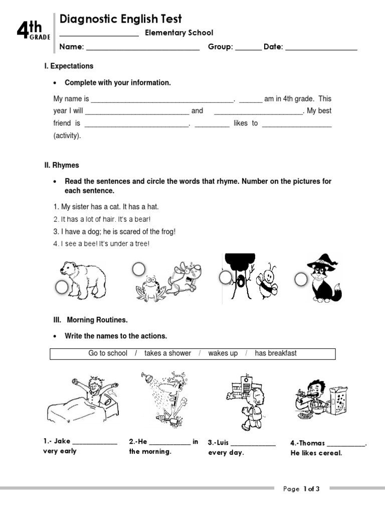 4th Grade Diagnostic Test | PDF