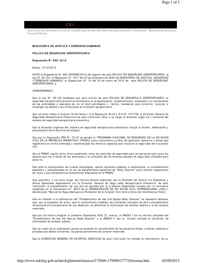 Disp PSA 988-10 (Body Scan) | PDF | Policía | Justicia