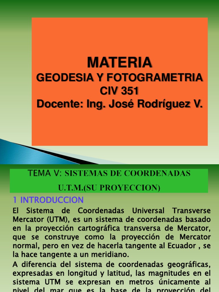 Proyecciones Cartográficas UTM | PDF | Geografía | Cartografía