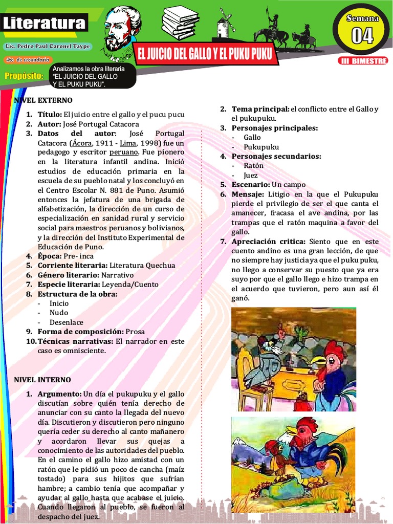 Literatura 04-Iiib-Gallo y Puku Puku-4to | PDF | Pollo