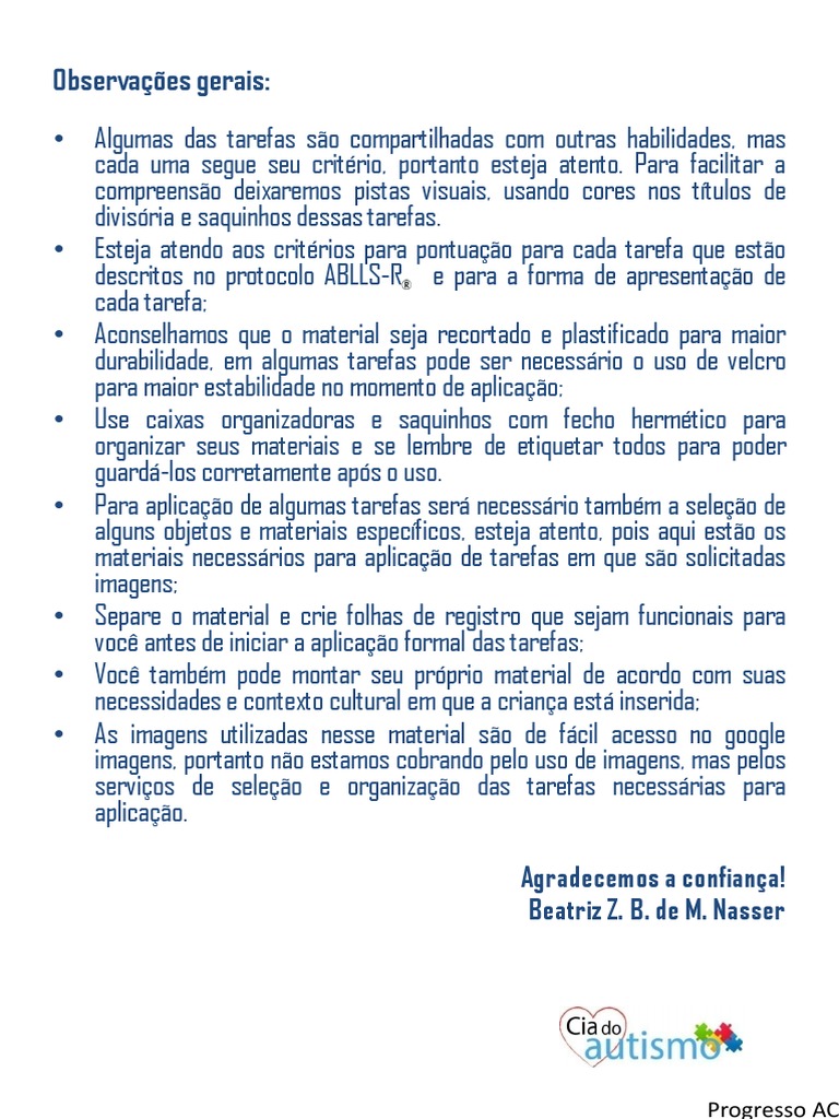 Avaliação Ablls-R Material de Aplicação | PDF | Caixa alta e caixa ...