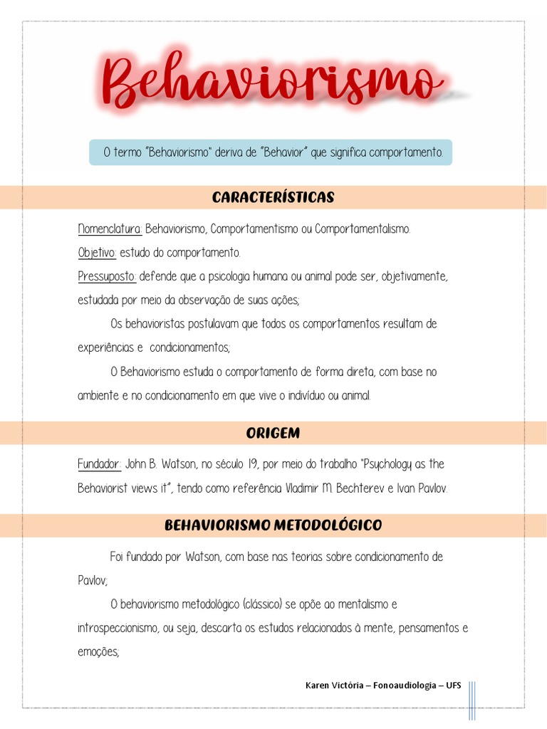 Estudo Do Behaviorismo | PDF | Behaviorismo | Teoria da Mente