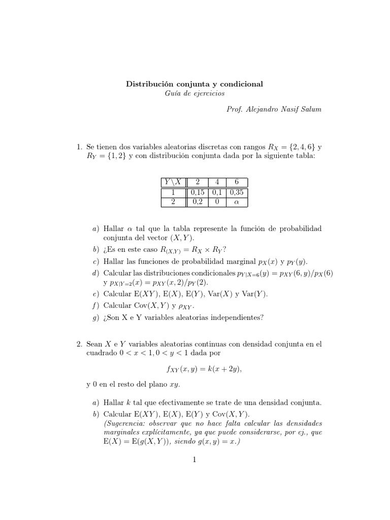 3 - Práctica 2 - Distribución Conjunta y Condicional | PDF | Variable aleatoria | Distribución ...