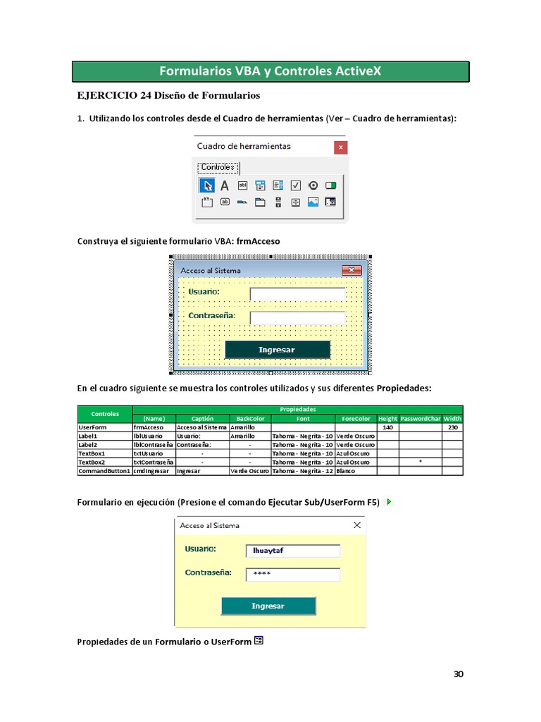 Tema 04 Formularios VBA y Controles ActiveX | PDF | Software | Informática