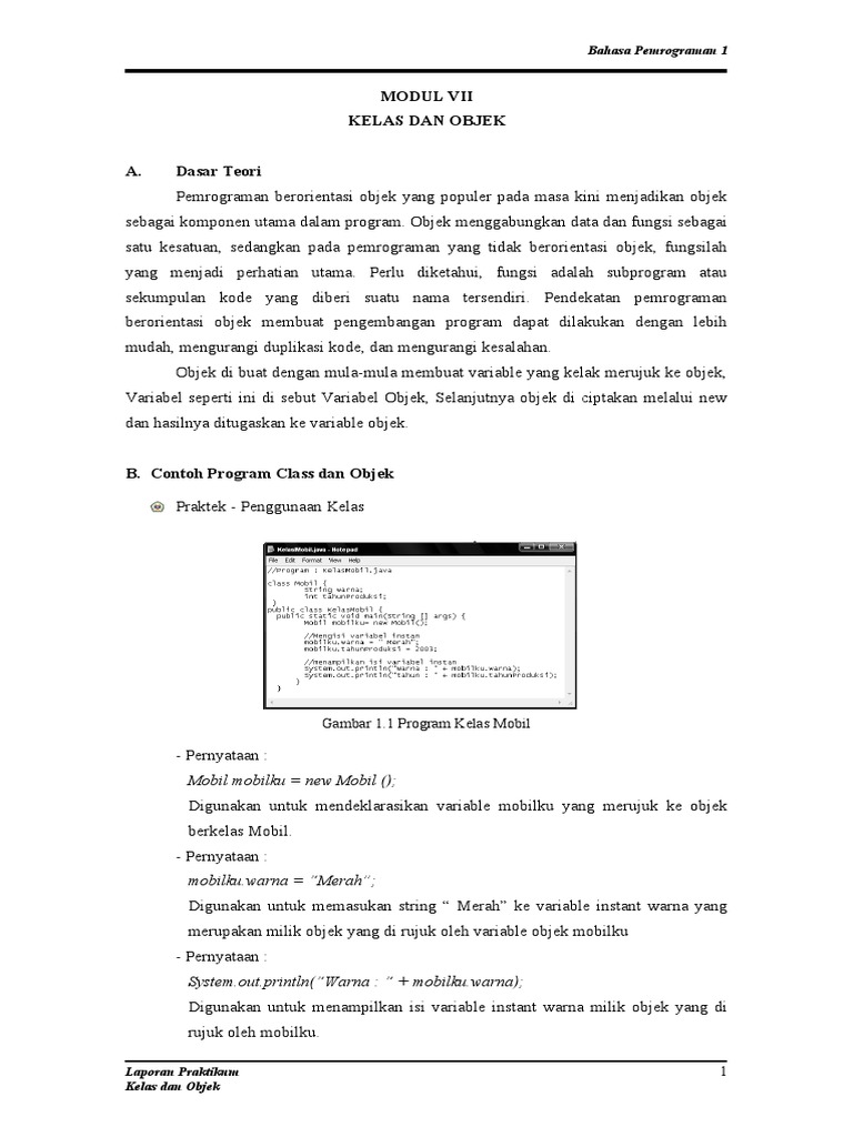 Kelas dan Objek dalam Pemrograman OOP | PDF | Komputer | Teknologi & Rekayasa