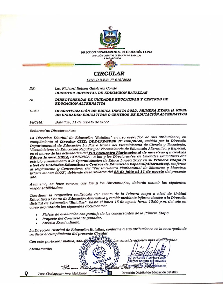 Circular 015 2022 | PDF