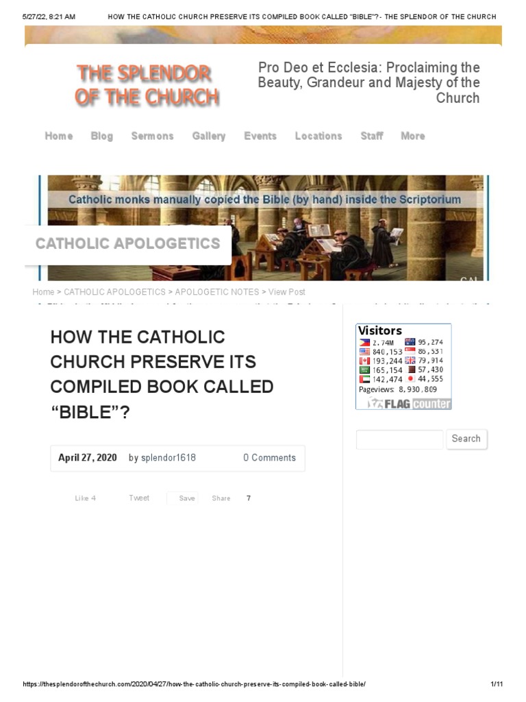 How The Catholic Church Preserve Its Compiled Book Called "Bible" - The ...