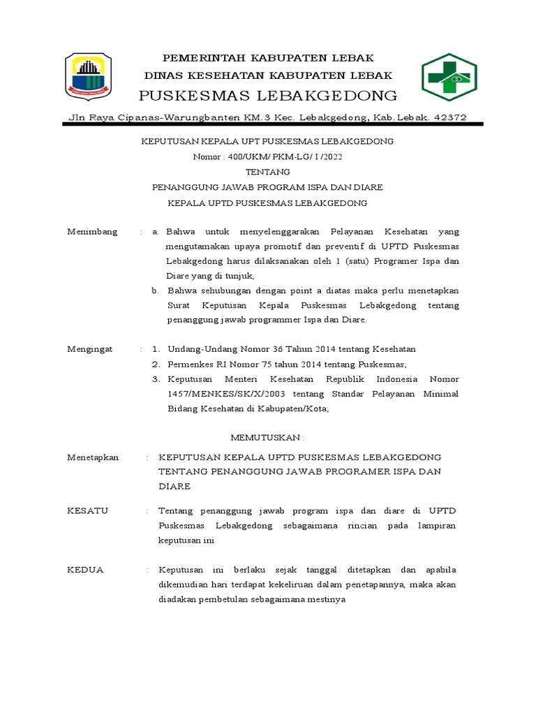 SK Pengelola Ispa Diare 2022-1 | PDF