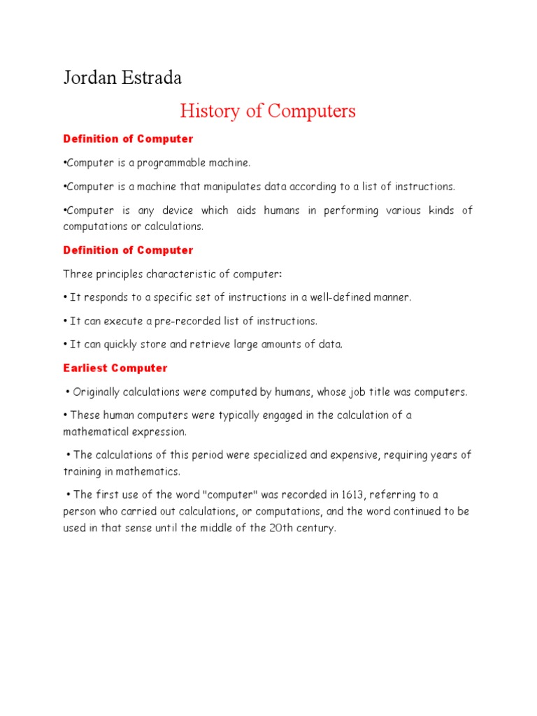 History of Computer | PDF | Personal Computers | Office Equipment