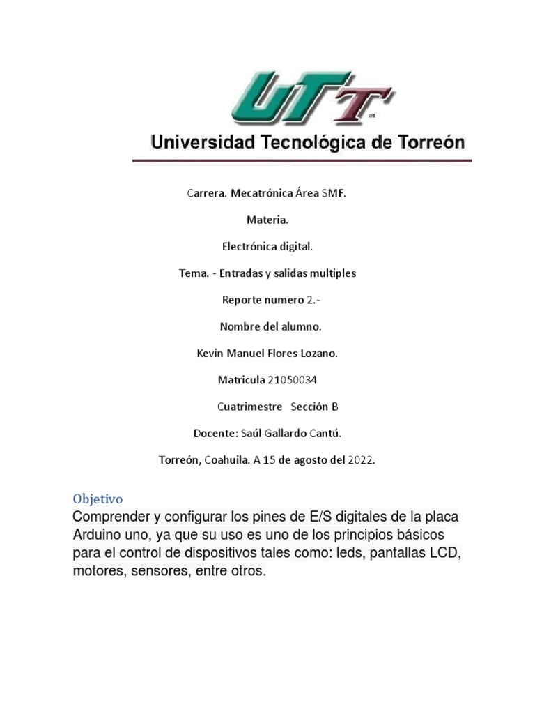 Practica 2 de Arduino | PDF | Arduino | Hardware de la computadora