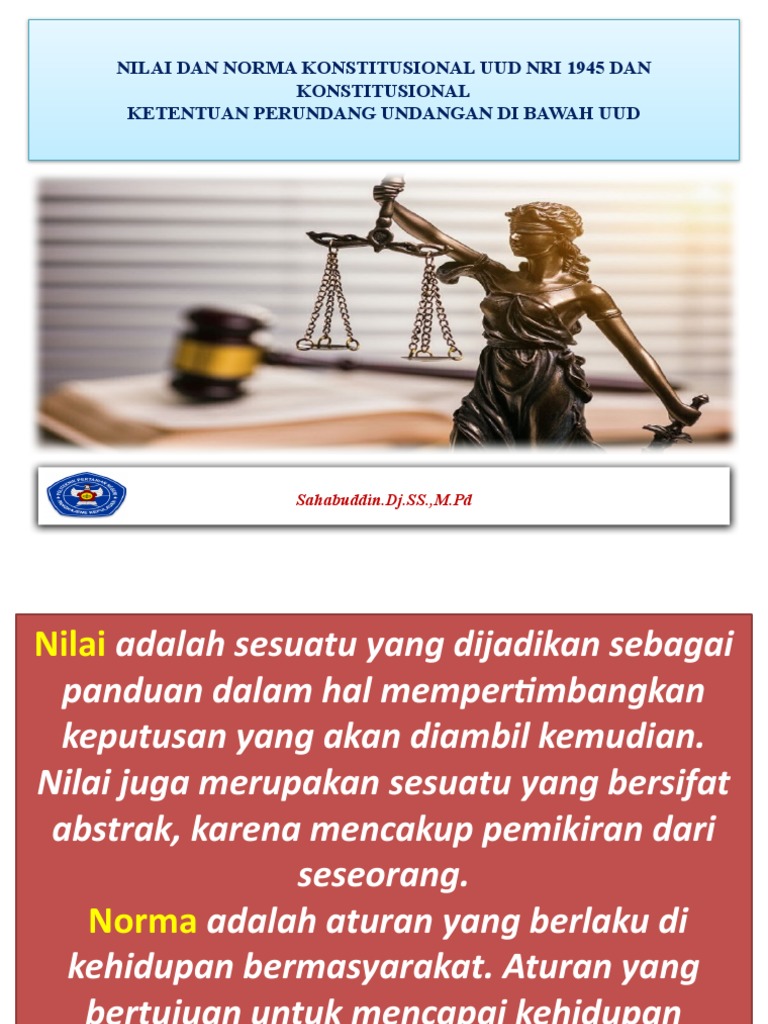 Nilai Dan Norma Konstitusional Uud 1945 | PDF | Ilmu Sosial | Hukum