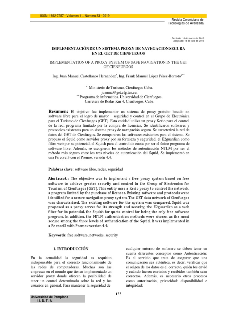 Resumen:: Implementación de Un Sistema Proxy de Navegacion Segura en El Get de Cienfuegos | PDF ...