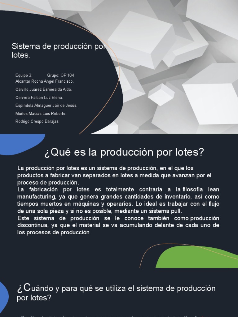 Sistema de Producción por Lotes | PDF | Lean Manufacturing | Unidad ...