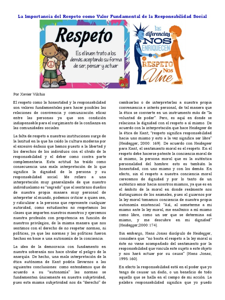 La Importancia Del Respeto | PDF | Moralidad | Amor