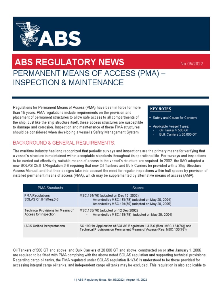 PMA Inspection and Maintenance Key for Bulk Carrier Safety | PDF ...
