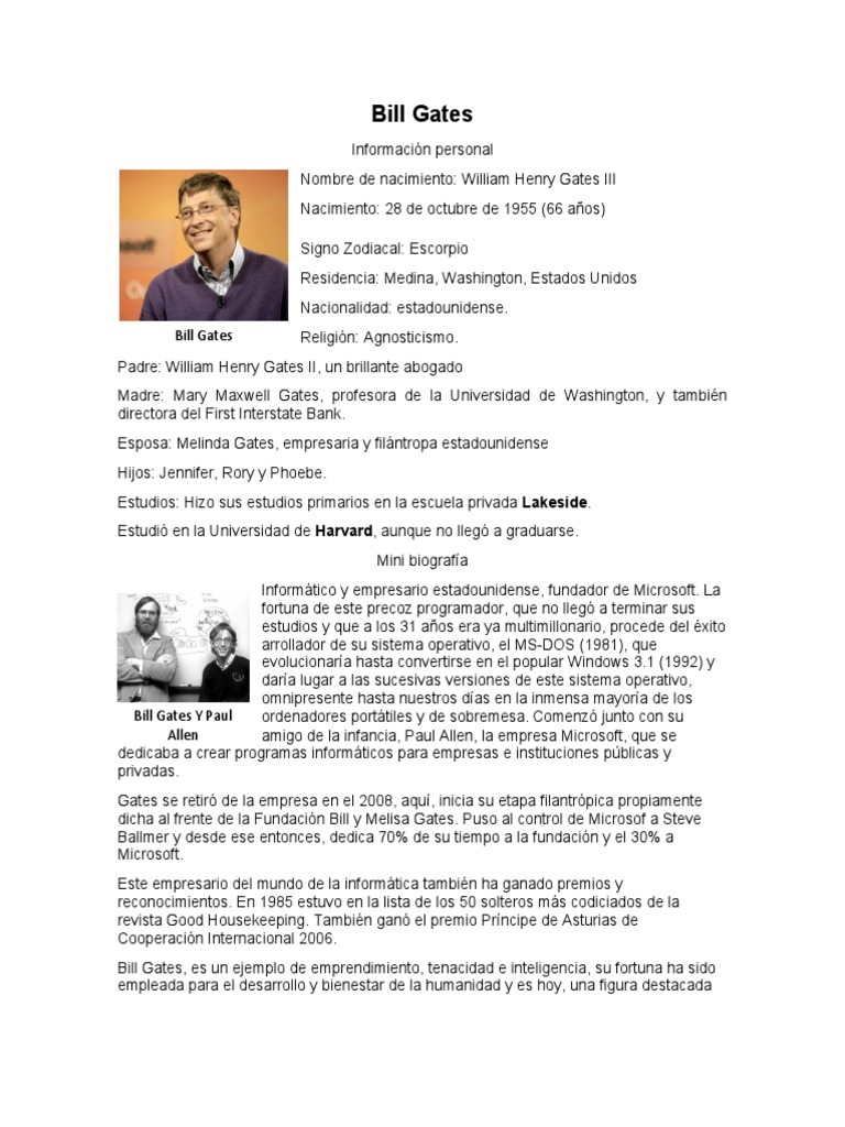 Bill Gates | PDF | Edad de información | Desarrollo de software