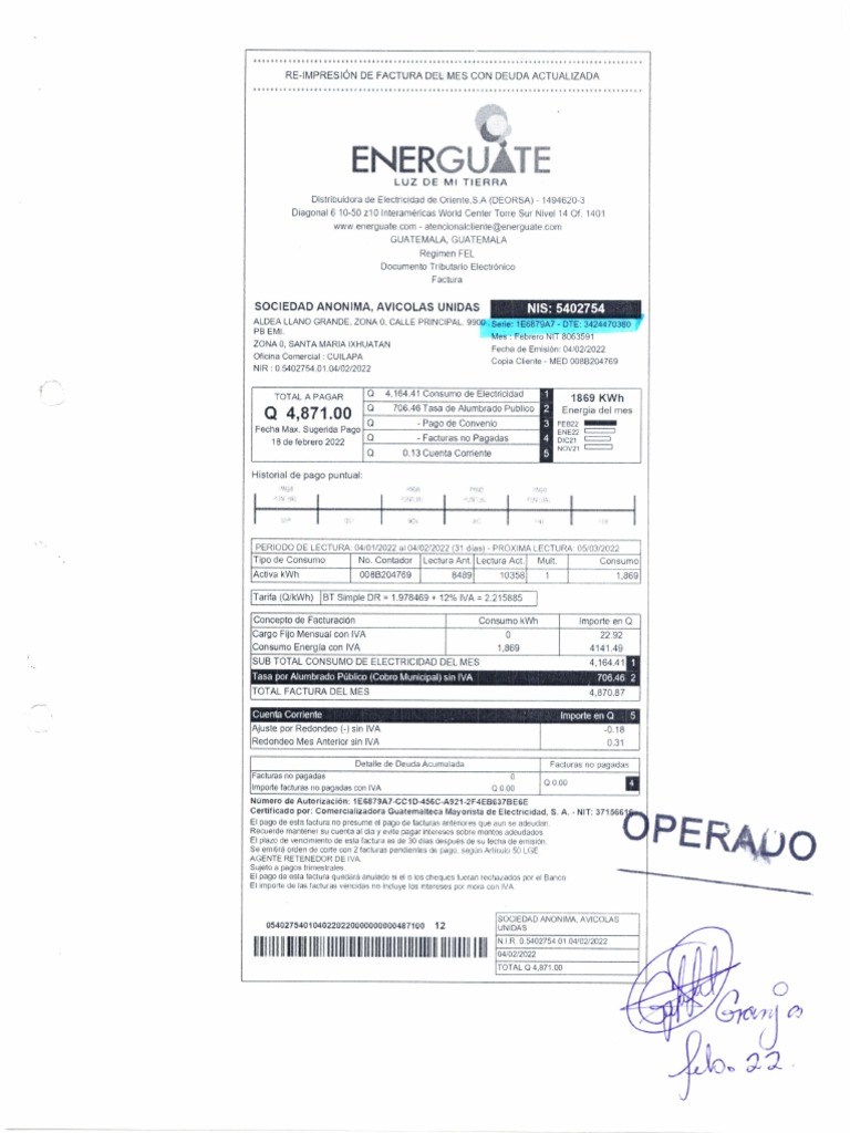 Energuate Febrero. | PDF | Factura | Empresas