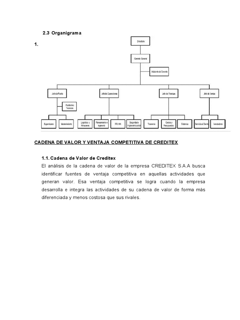 Cadena de Valor de Creditex S.A.A. | PDF | Marketing | Logística