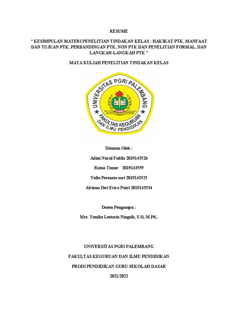 Resume Penelitian Tindakan Kelas | PDF