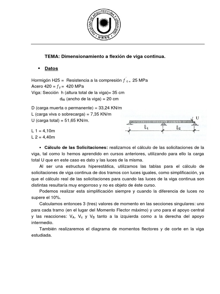 Ejercicio Dimensionamiento Viga Continua | PDF | Viga (Estructura) | Braguero