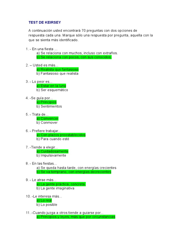Test Keirsey 1 Pdf