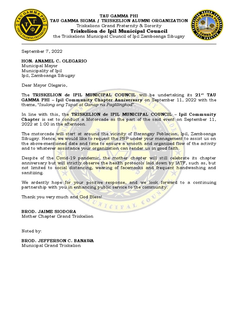 MOTORCADE LETTER | PDF