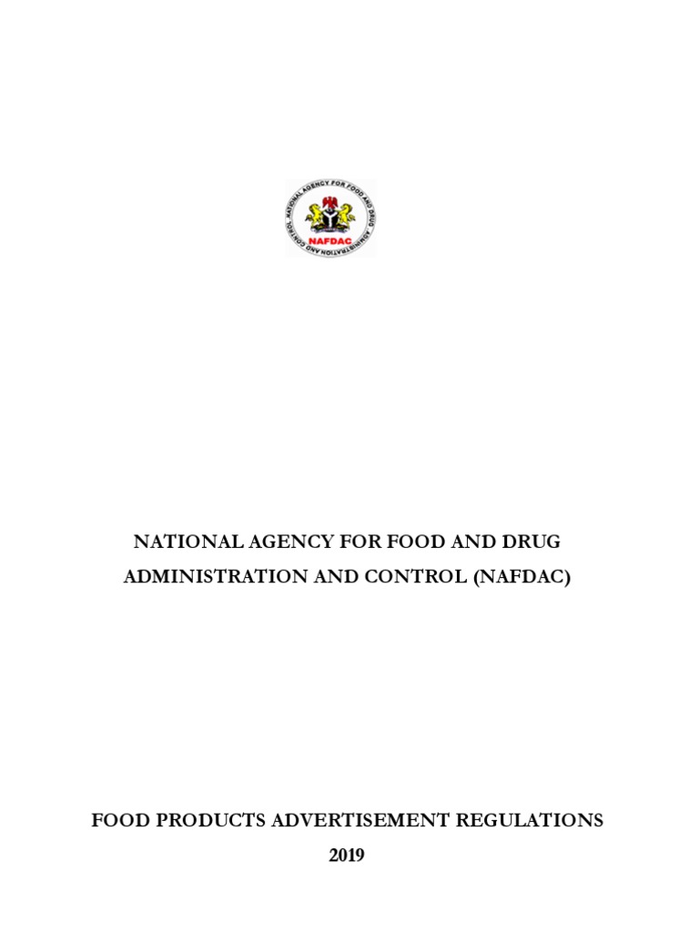 NAFDAC Food Advertisement Regulations 2019 | PDF | Foods | Advertising